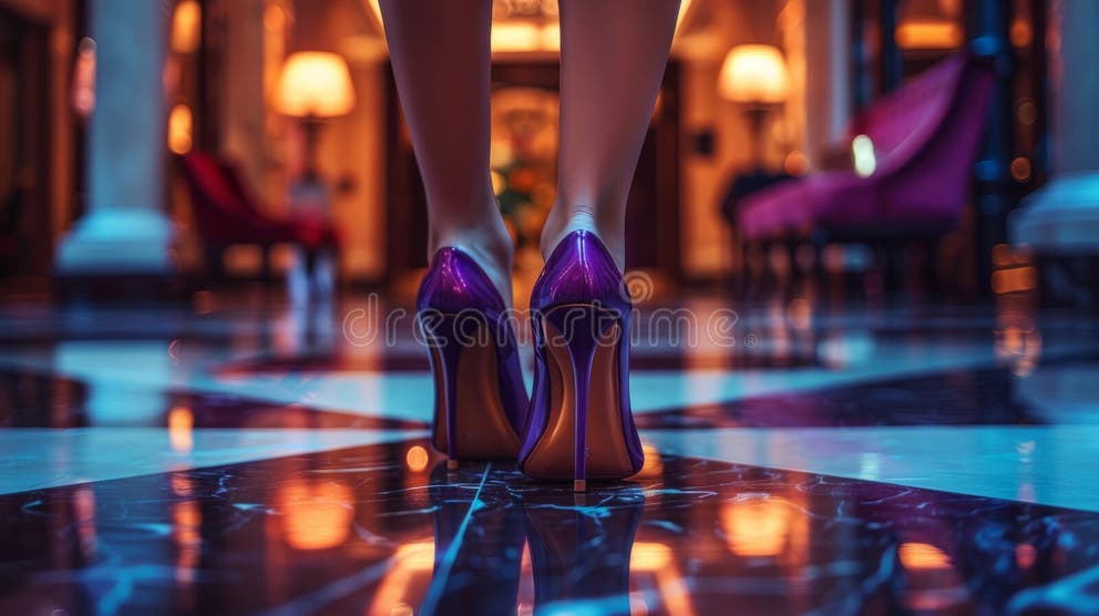 High Heels on a Reflective Marble Floor in a Luxurious Setting. Stock ...