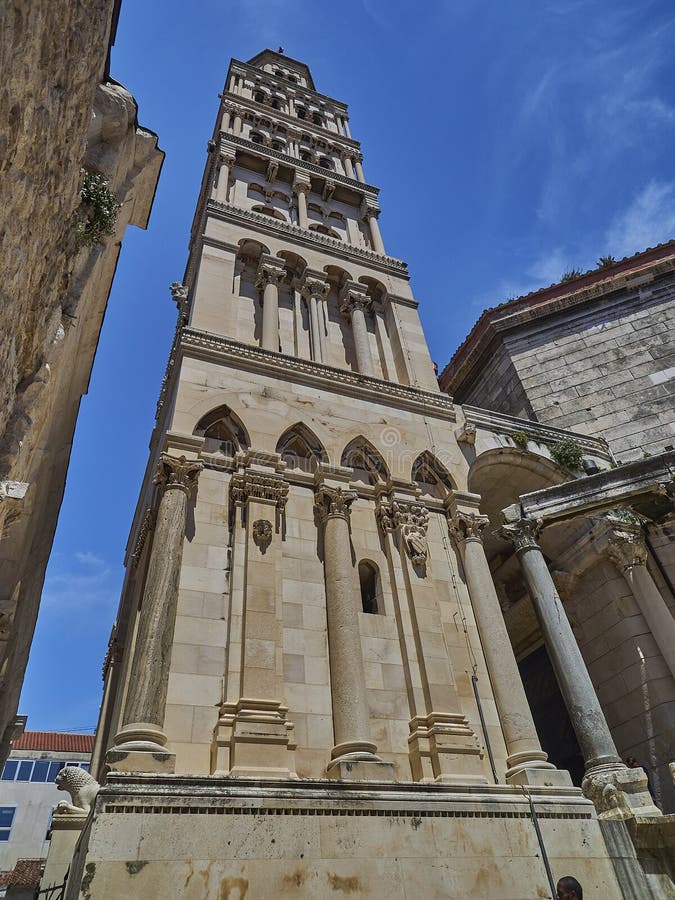 High Historical Building of an Ancient Tower in Split Croatia Editorial ...