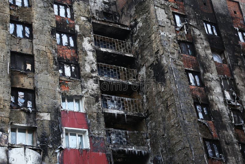 Windows after fire stock image. Image of catastrophe - 113801009