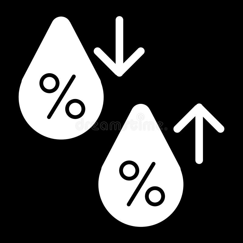 High Humidity Vector Icon. Black and White Humidity Increases and ...