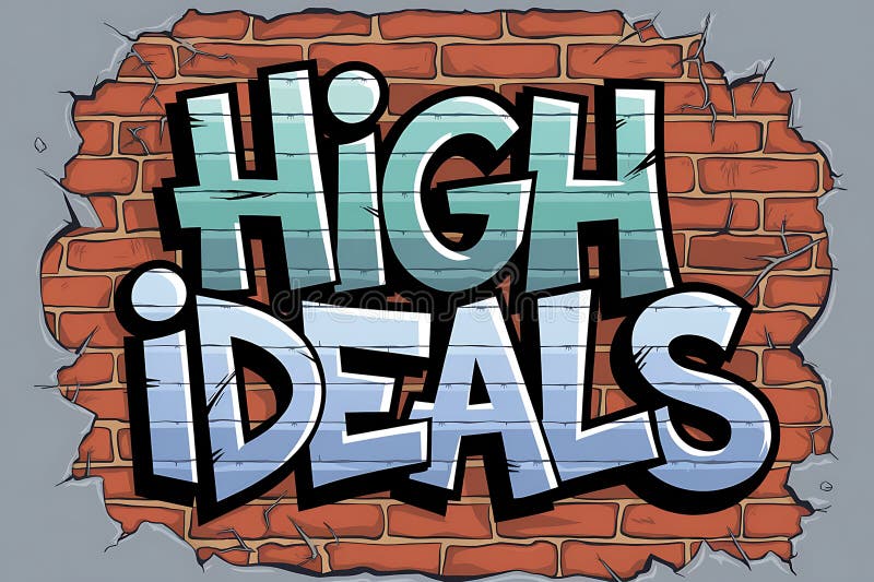 High Ideals Graffiti Art on Brick Wall Stock Illustration ...