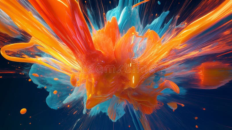 A High-impact 3D Splash of Neon Orange and Bright Blue, with Energetic ...
