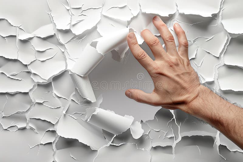 High Impact Image of a Hand Breaking Barriers through Paper for ...