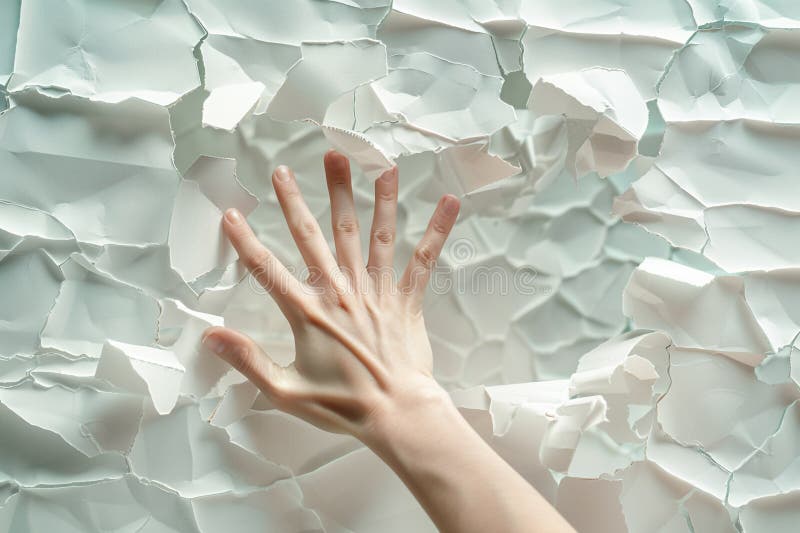High Impact Image of a Hand Breaking Barriers through Paper for ...