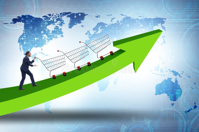 High Inflation Concept with People and Shopping Cart Stock Image ...