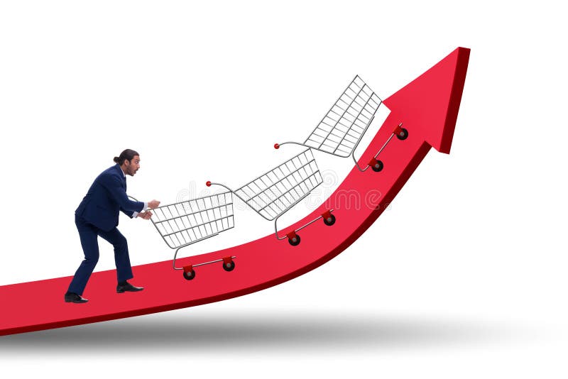 High Inflation Concept with People and Shopping Cart Stock Image ...