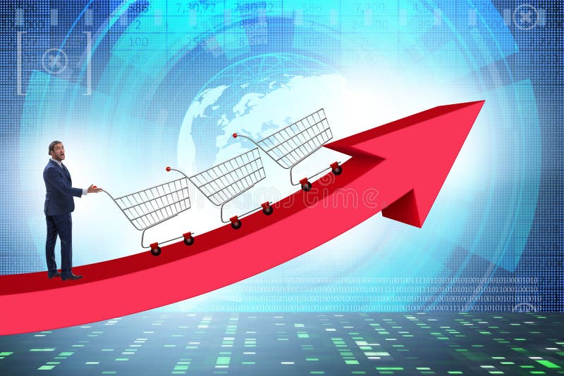 High Inflation Concept with People and Shopping Cart Stock Image ...