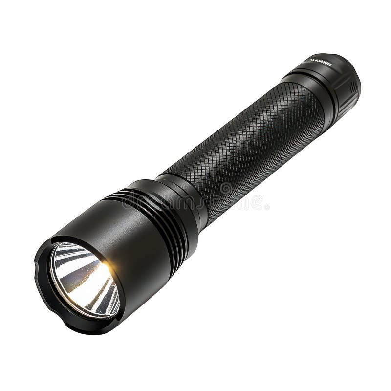 High Intensity Black Olight Flashlight with Knurled Grip Stock Image ...