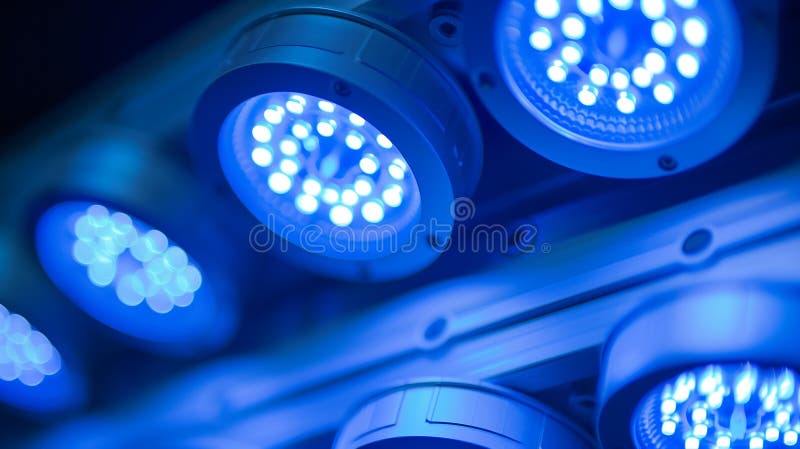 Bright Blue LED Lights Illuminate a Modern Space, Creating a Vibrant ...