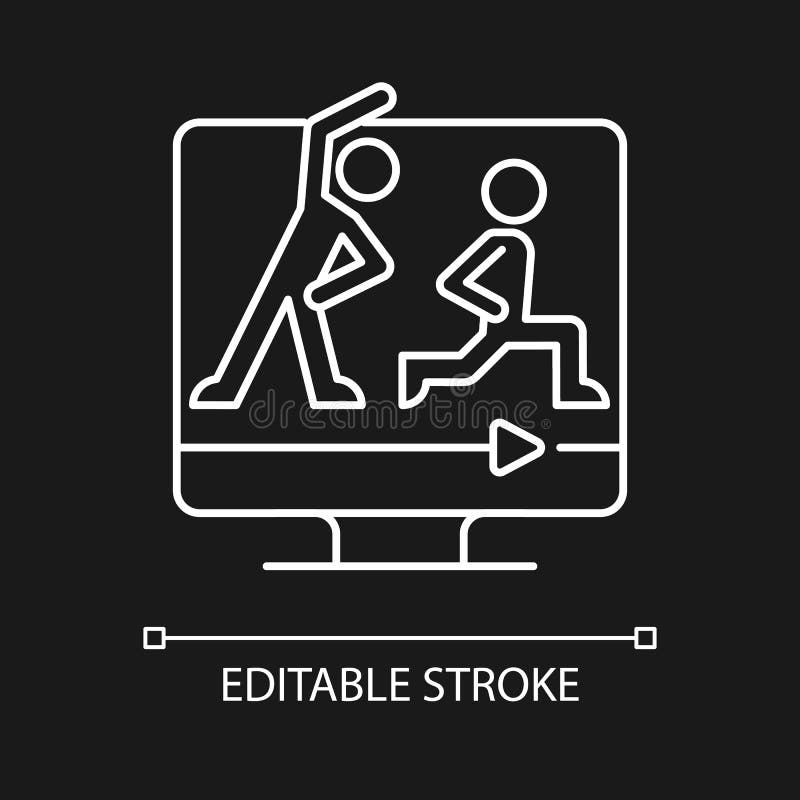 Online Fitness Classes White Linear Icon for Dark Theme. Stock Vector ...