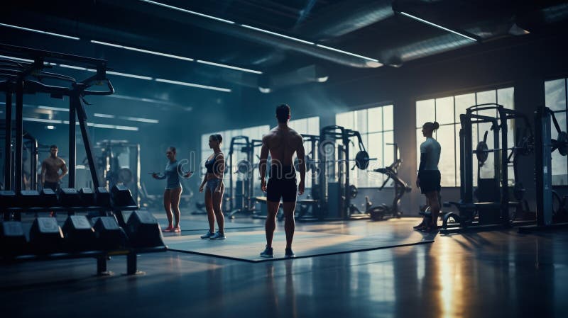 High-Intensity Teamwork - a Modern Gym Workout Session Stock ...