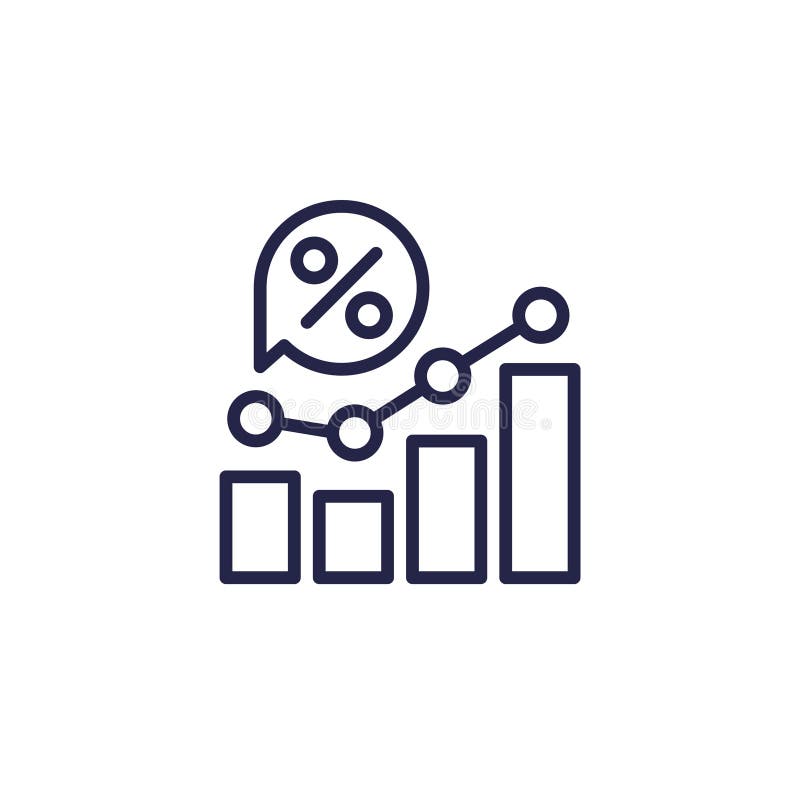 High Interest Rate Line Icon with a Graph Stock Illustration ...
