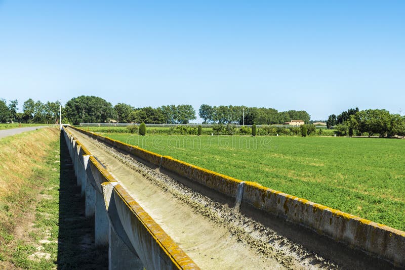 High Irrigation Channel Made of Cement Stock Image - Image of ...