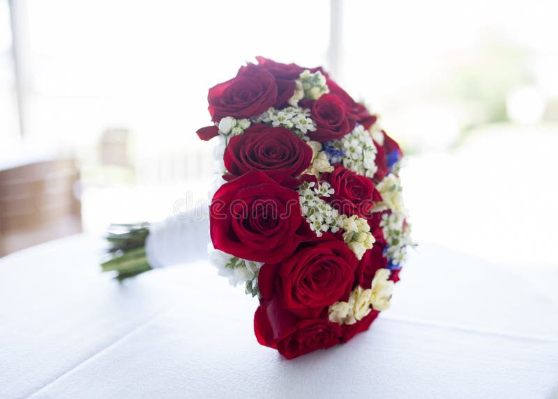 High Key Bridal Bouquet of Red Roses. Stock Image - Image of focus ...