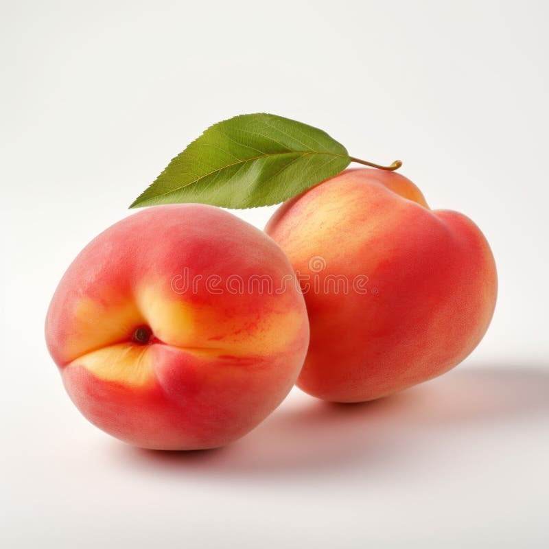 High-key Lighting: Two Peaches with Leaf in Soft and Rounded Forms ...