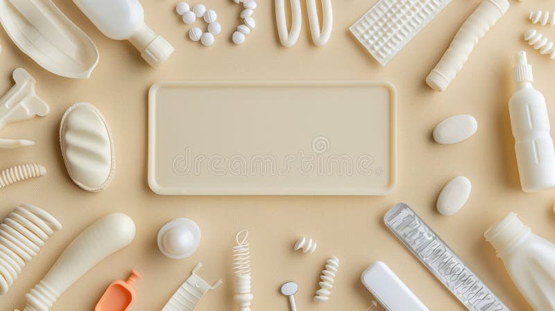 Bright High-key Mockup Featuring a Variety of Beige and White Household ...