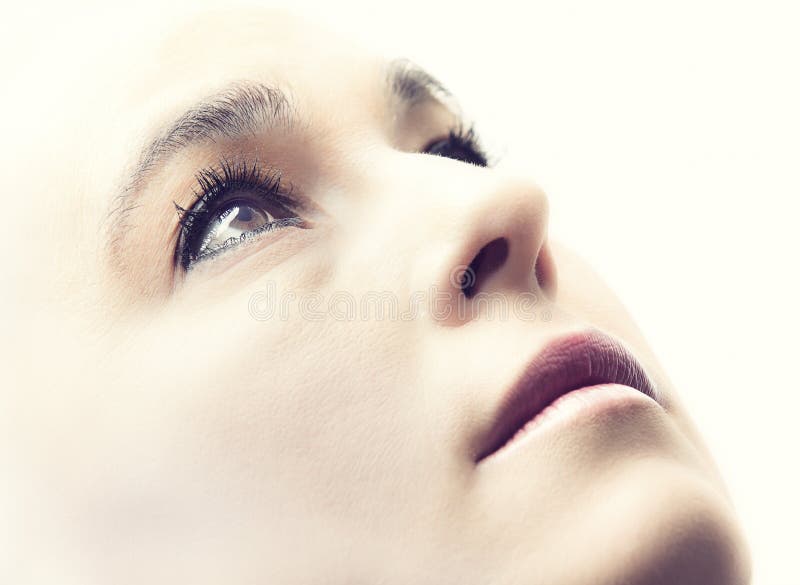 High Key Portrait of a Woman with Empty Expression on Her Face Stock ...