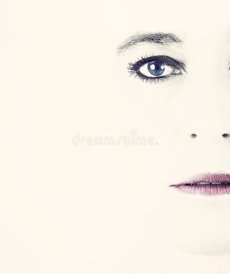 High Key Portrait of a Woman with Empty Expression on Her Face Stock ...