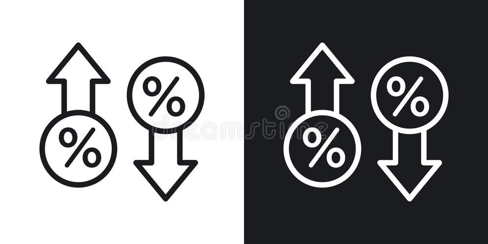 High and Low Percent Arrow Icon Set. Increase Decrease and Price Vector ...