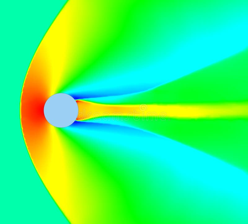 High Mach Number Flow Over Cylinder. Temperature Stock Illustration ...