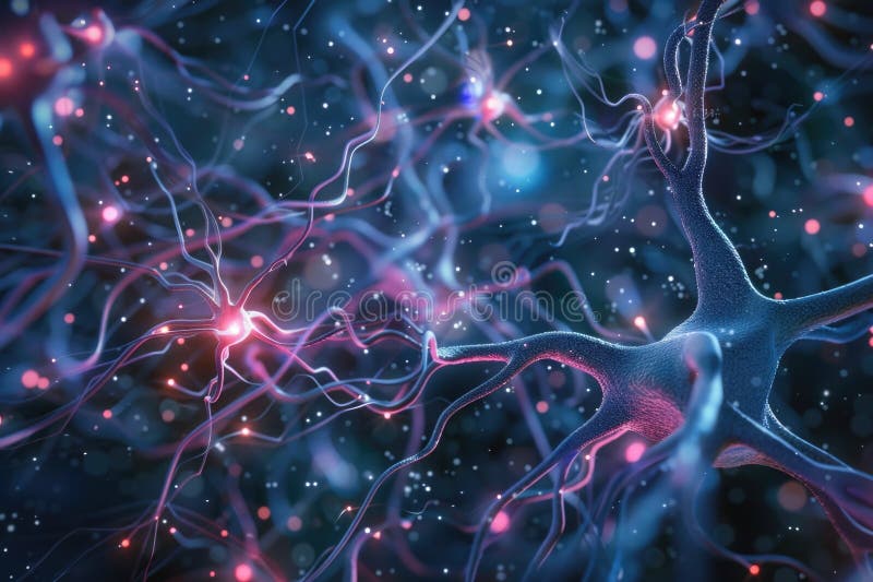 A High-magnification Image of Multiple Neurons in the Brain Stock Image ...