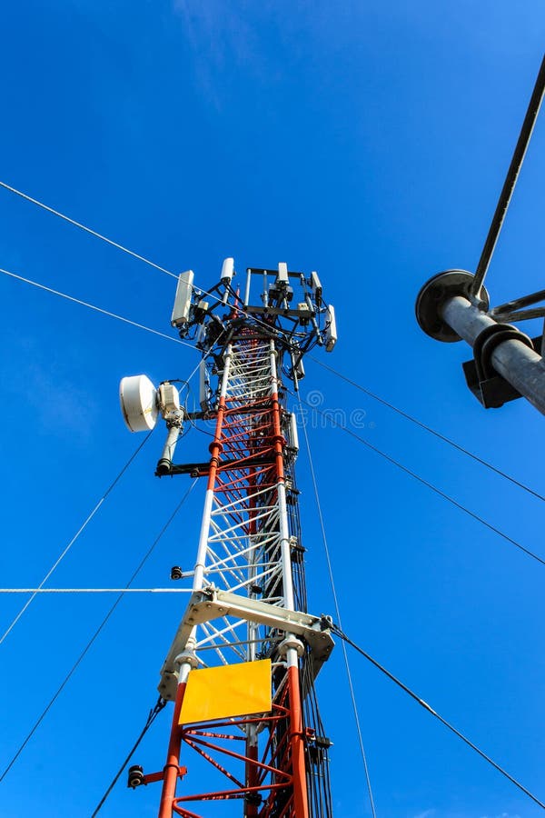 High Mast Metal Structure Telecommunication on Tower with Blue S Stock ...