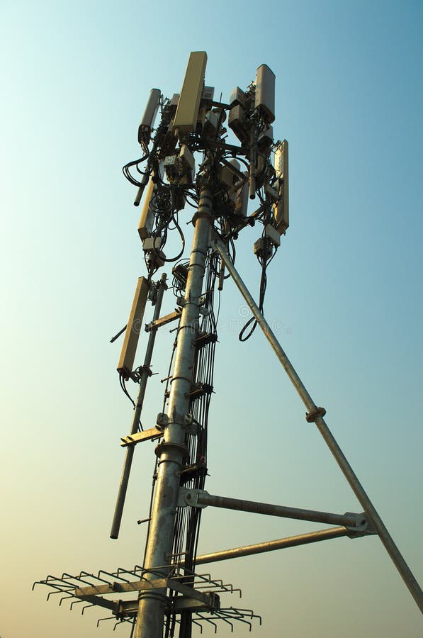 High Mast Metal Structure Telecommunication on Tower with Blue Sky ...