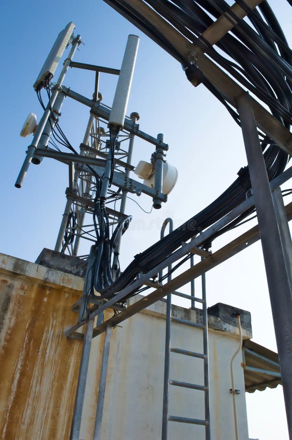 High Mast Metal Structure Telecommunication on Tower with Blue Sky ...