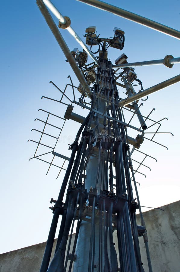 High Mast Metal Structure Telecommunication on Tower with Blue S Stock ...