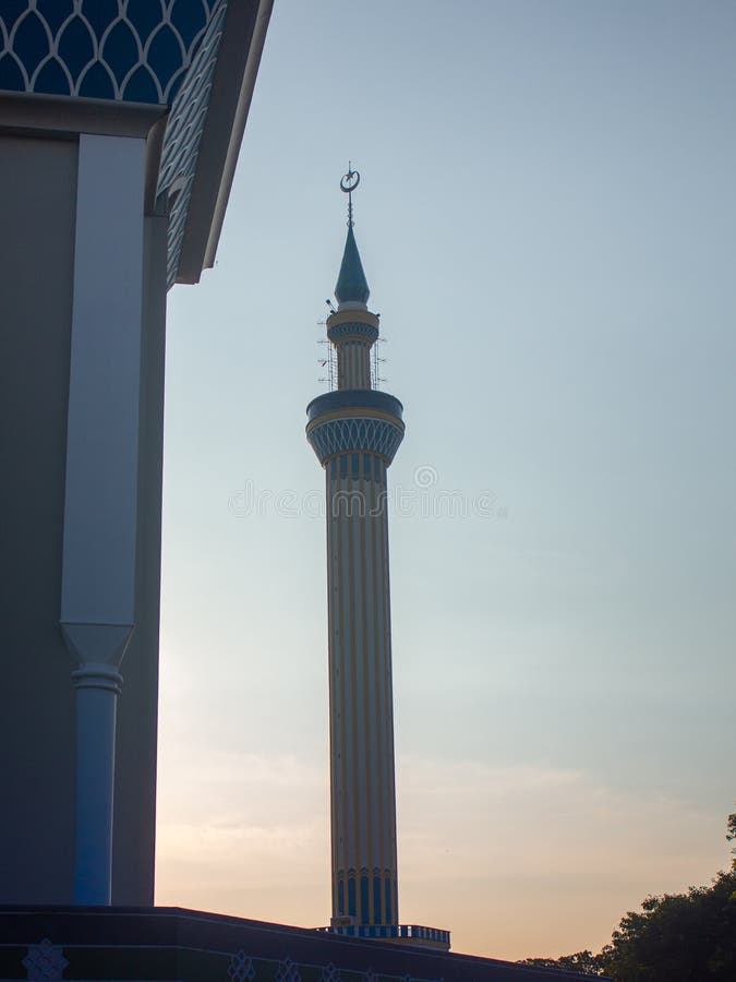 The High Minaret of the Mosque at Dusk Stock Photo - Image of minaret ...