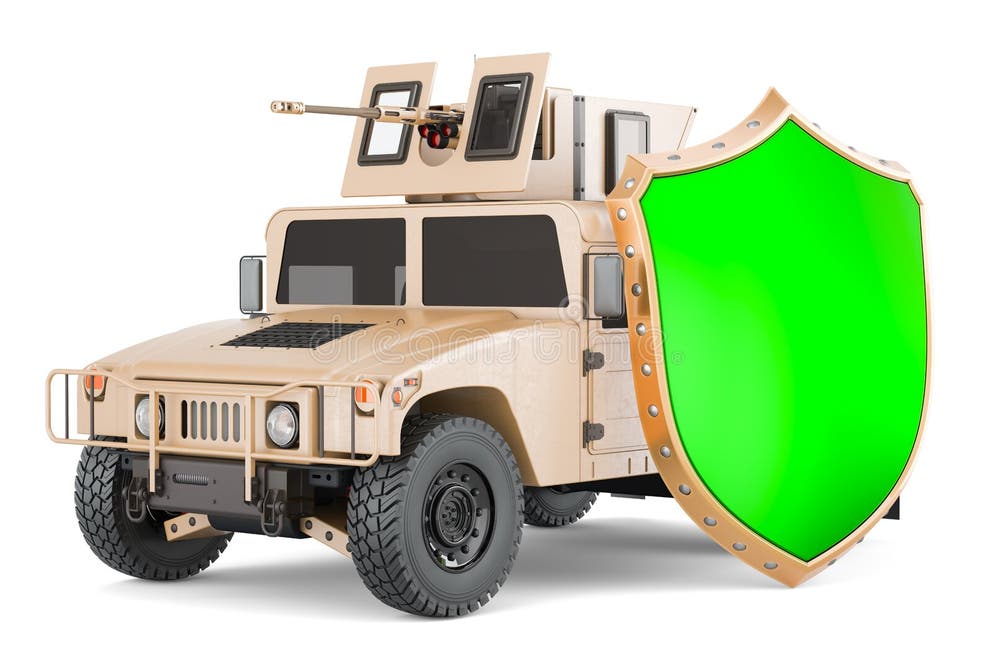 High Mobility Multipurpose Wheeled Vehicle with Shield, 3D Rendering ...