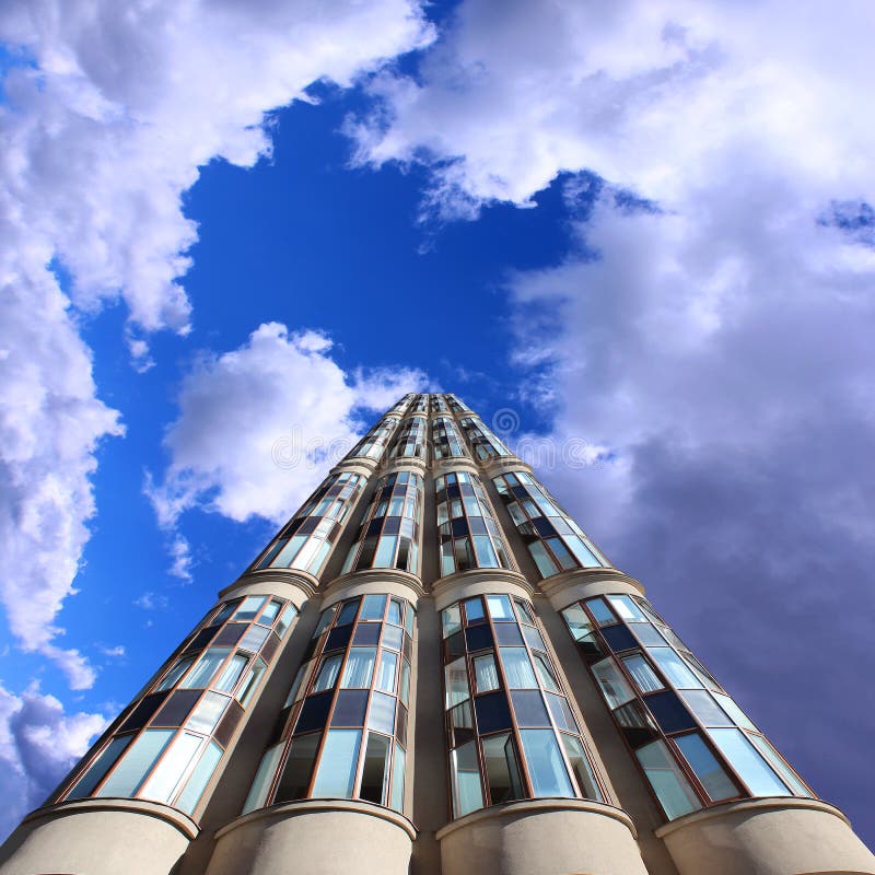 High Modern Skyscraper and Blue Sky Stock Image - Image of glass, high ...