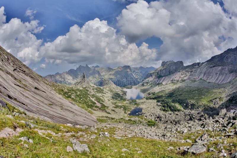 High Mountain Cliffs in the Ergaki National Park, Russia Stock Image ...
