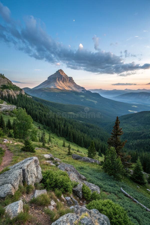 High Mountain Landscape Bathed in Soft Morning Light with a ...