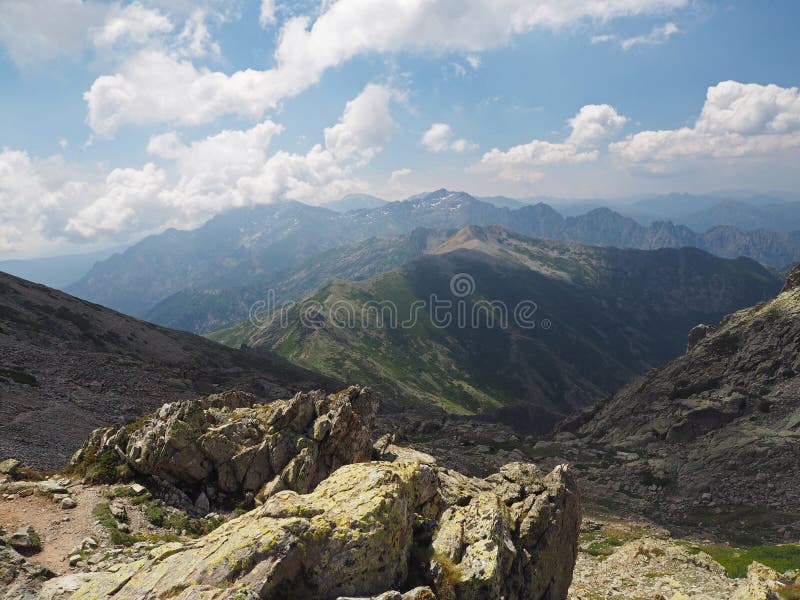 High Mountain View Scenery with the Blue Sky and Clouds Stock Photo ...