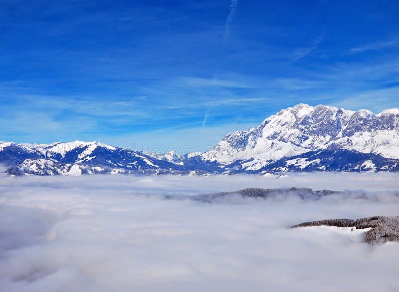 High Mountains Above The Clouds Stock Image - Image of peak, beautiful ...