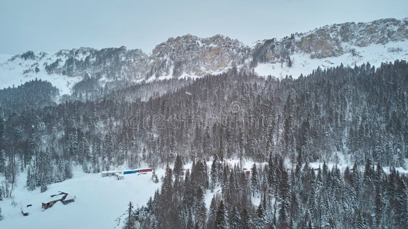High Mountains in the Snow during a Blizzard. Aerial View Stock Image ...