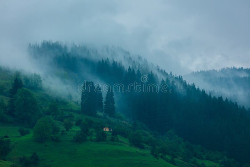 High Mountains in Spring with Fog Stock Photo - Image of mountains ...
