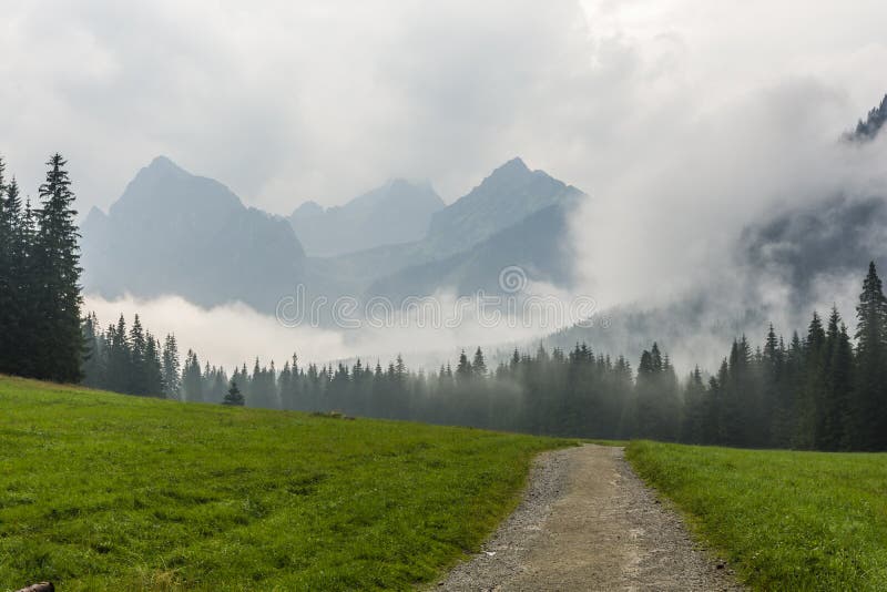 High in the Mountains Still Raining Stock Image - Image of pass, road ...