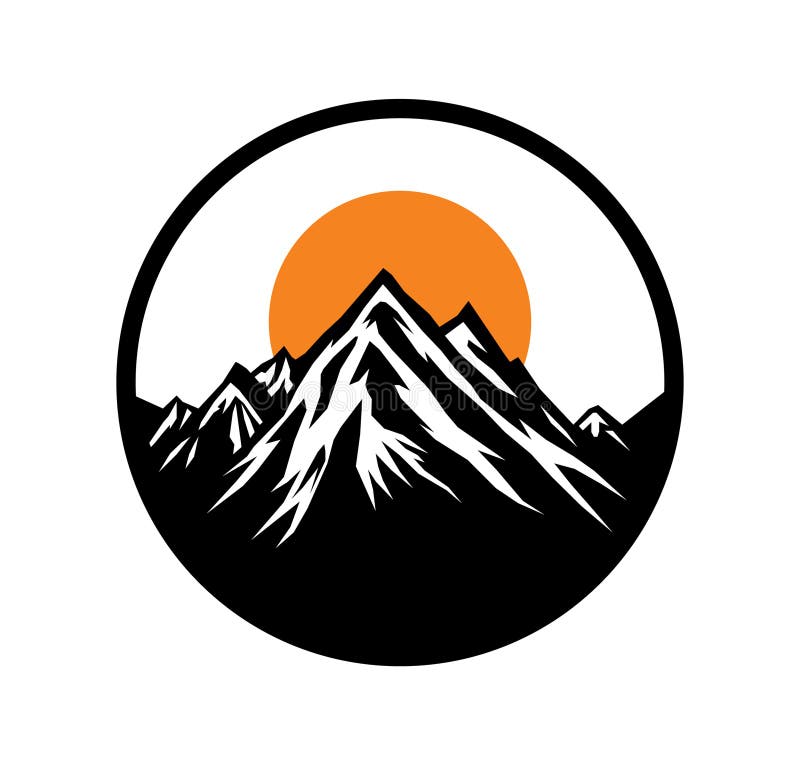 High Mountains and Sun, Round Logo. Vector Illustration Isolated on ...