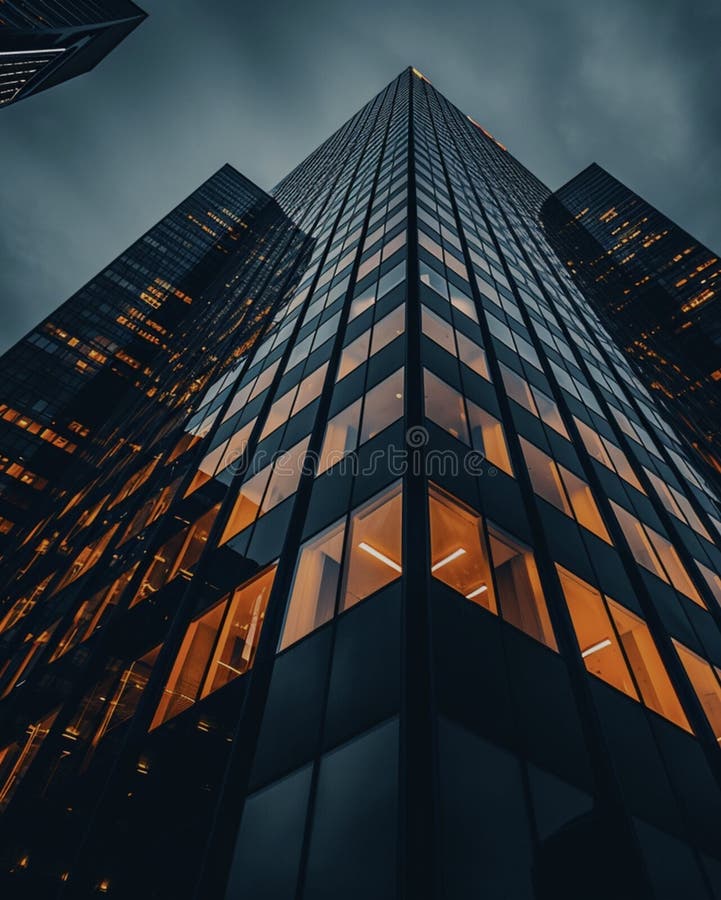 High Multi Storey Building at Night with Windows in Which the Light is ...