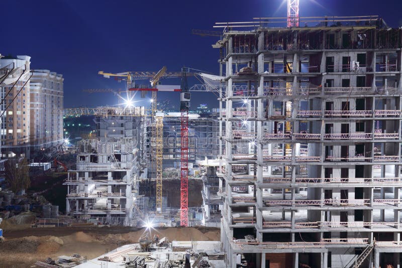 Multi-storey Building Under Construction and Concrete Structures Stock Photo - Image of busy ...