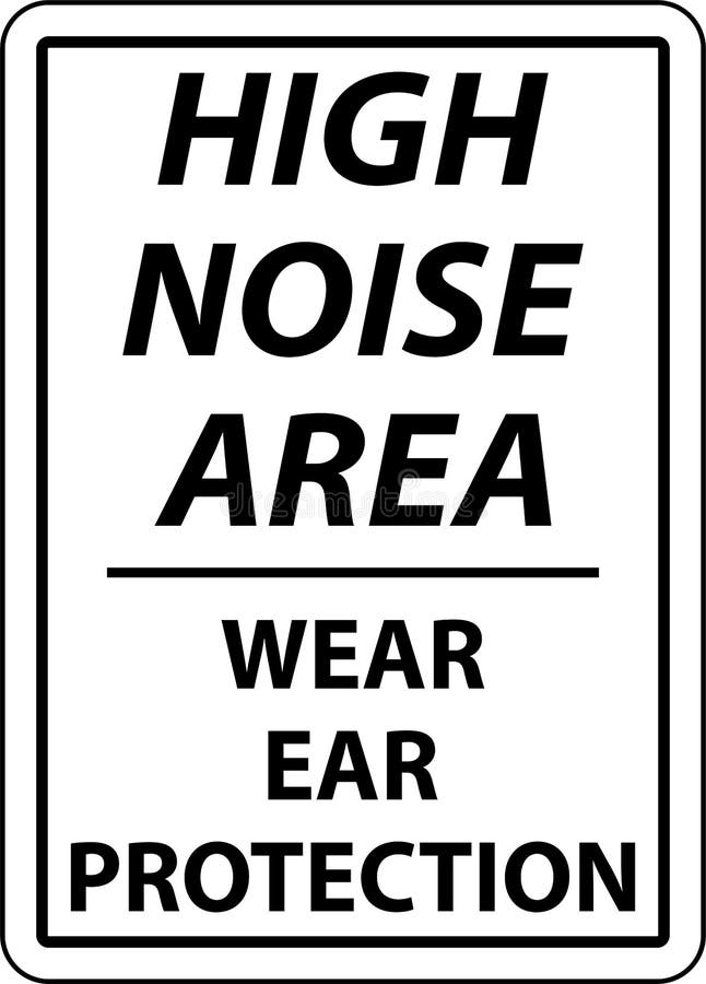 High Noise Wear Ear Protection Sign on White Background Stock Vector ...