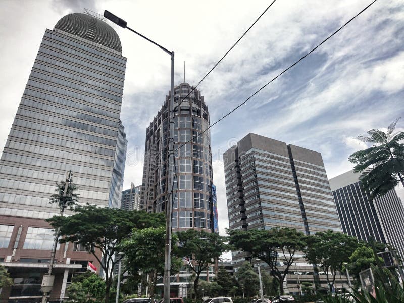 High Office Building in Sudirman Road Stock Image - Image of office ...