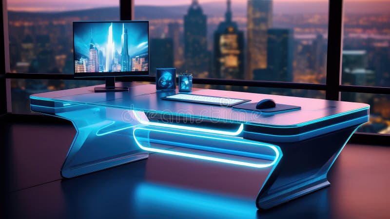 High office desk 3d stock illustration. Illustration of integrated ...