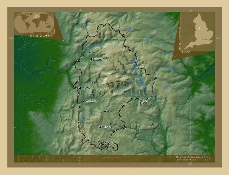 High Peak, England - Great Britain. Physical. Labelled Points of Stock ...