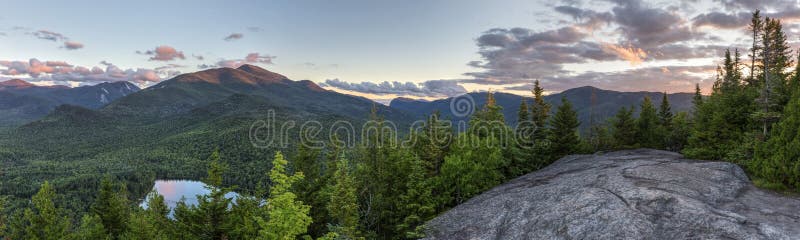 High Peaks Sunset Panorama from Mount Jo Stock Image - Image of peak ...