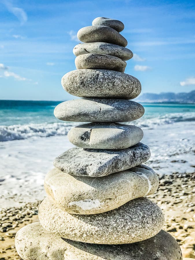 Pebble stack stock image. Image of order, tranquil, buddhism - 4252081