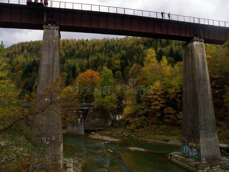 High Pedestrian Tourist Bridge. Stock Image - Image of beautiful ...