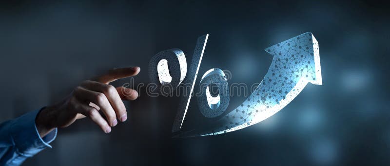 High Percent Interest. Percent Up Icon Stock Photo - Image of addition ...